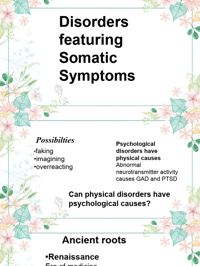 Somatic Symptoms Disorders | PDF