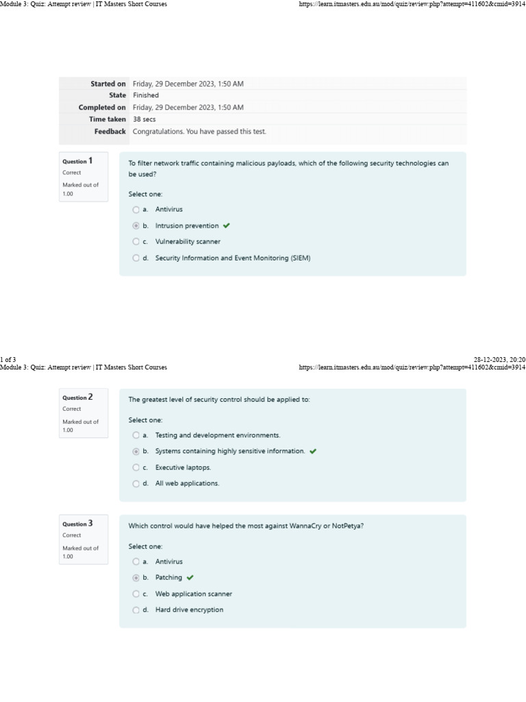 CISM _Module 3_Quiz | PDF
