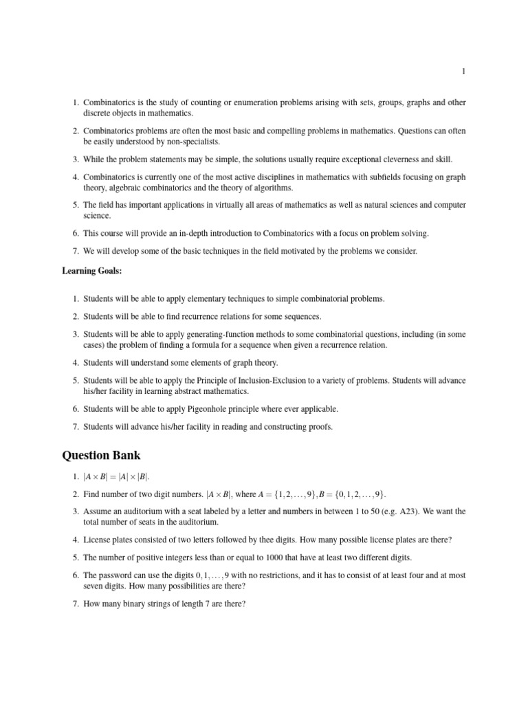 QB Combinatorics | PDF | Combinatorics | Mathematics QB Combinatorics | PDF | Combinatorics | Mathematics