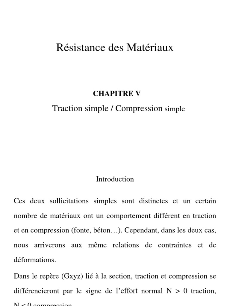 RDM - Chapitre 1 Traction Simple Compression Simple | PDF