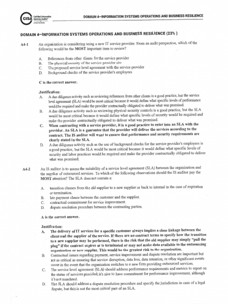 Isaca Cisa Domain 4 Q Pdf