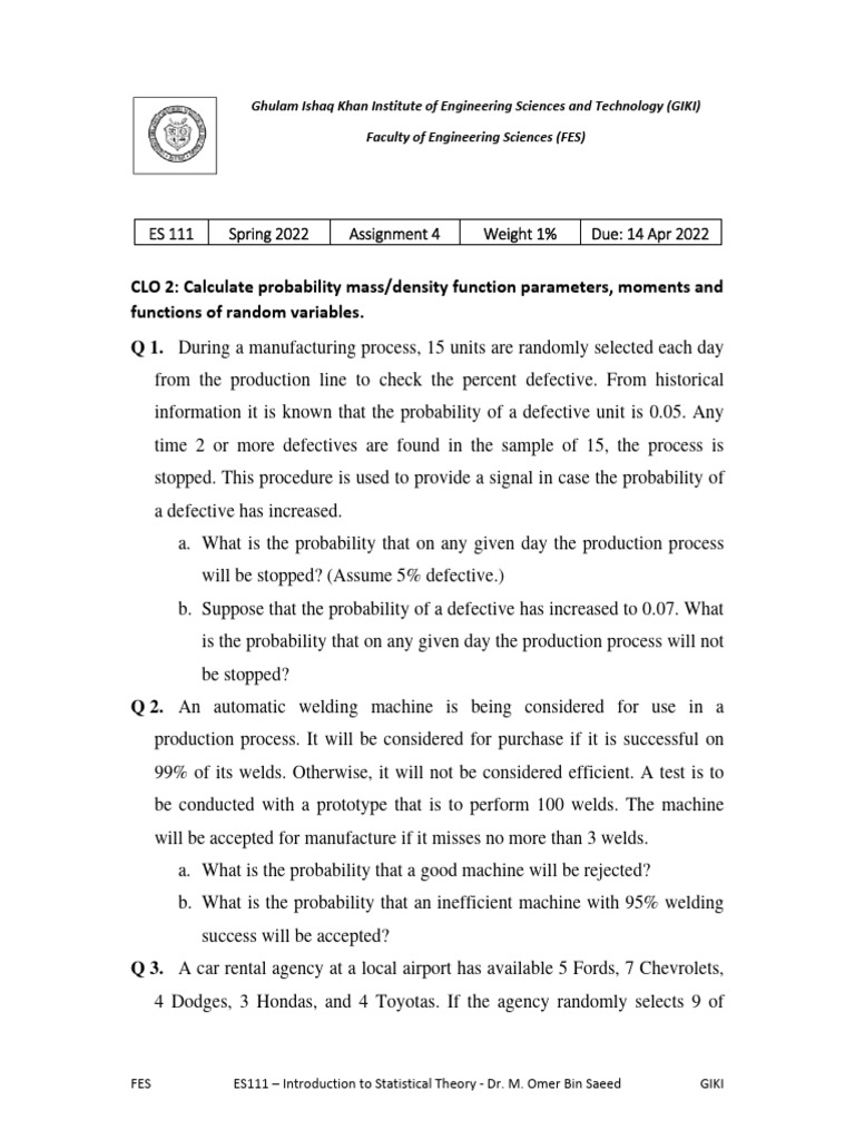 Assignment4 Es111 Mobs | PDF | Probability | Statistics