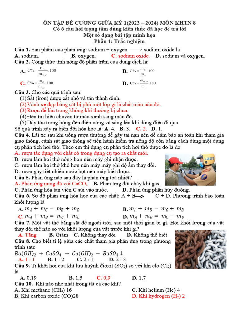 NỘI DUNG ÔN TẬP GKI KHTN8 | PDF
