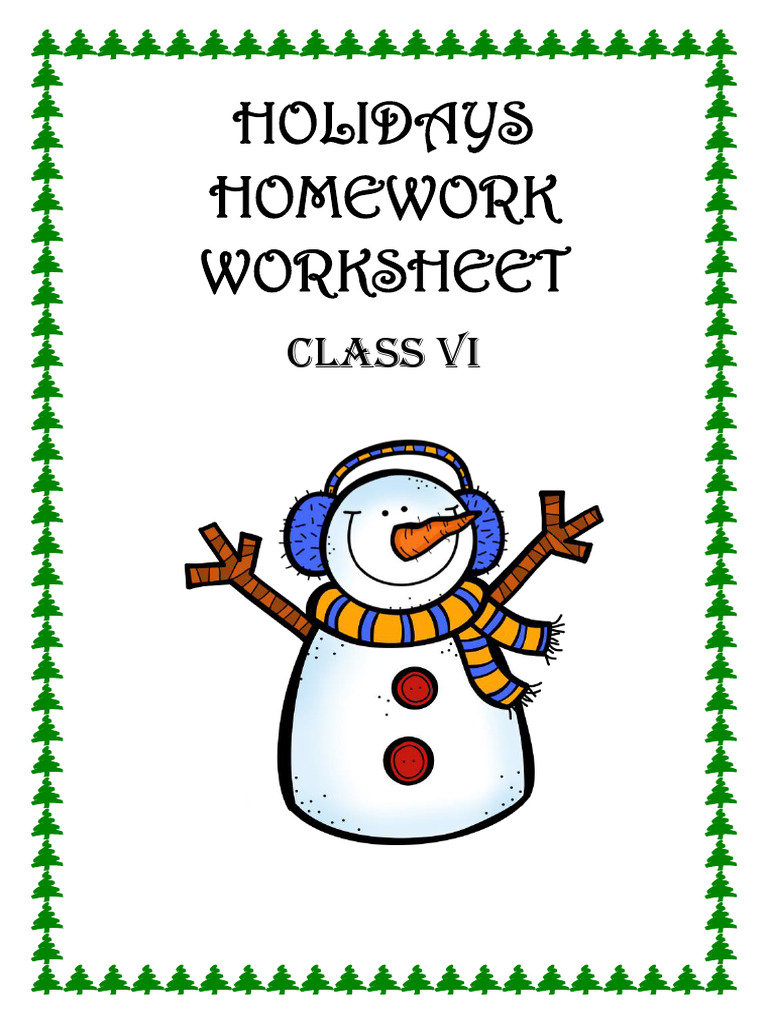 Class Vi Holidays Homework | PDF