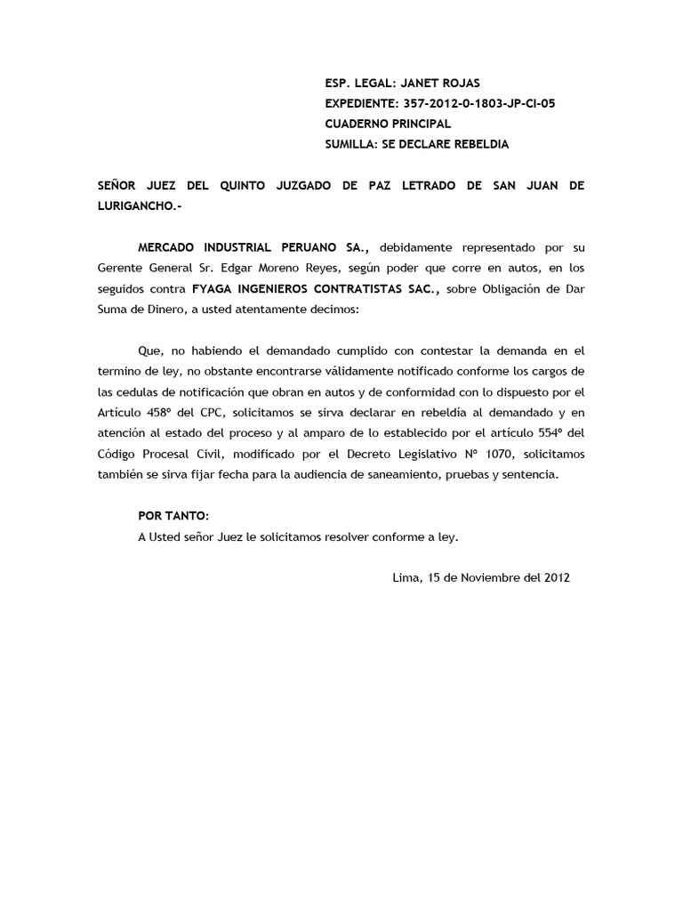 Solicito Rebeldia 1 | PDF