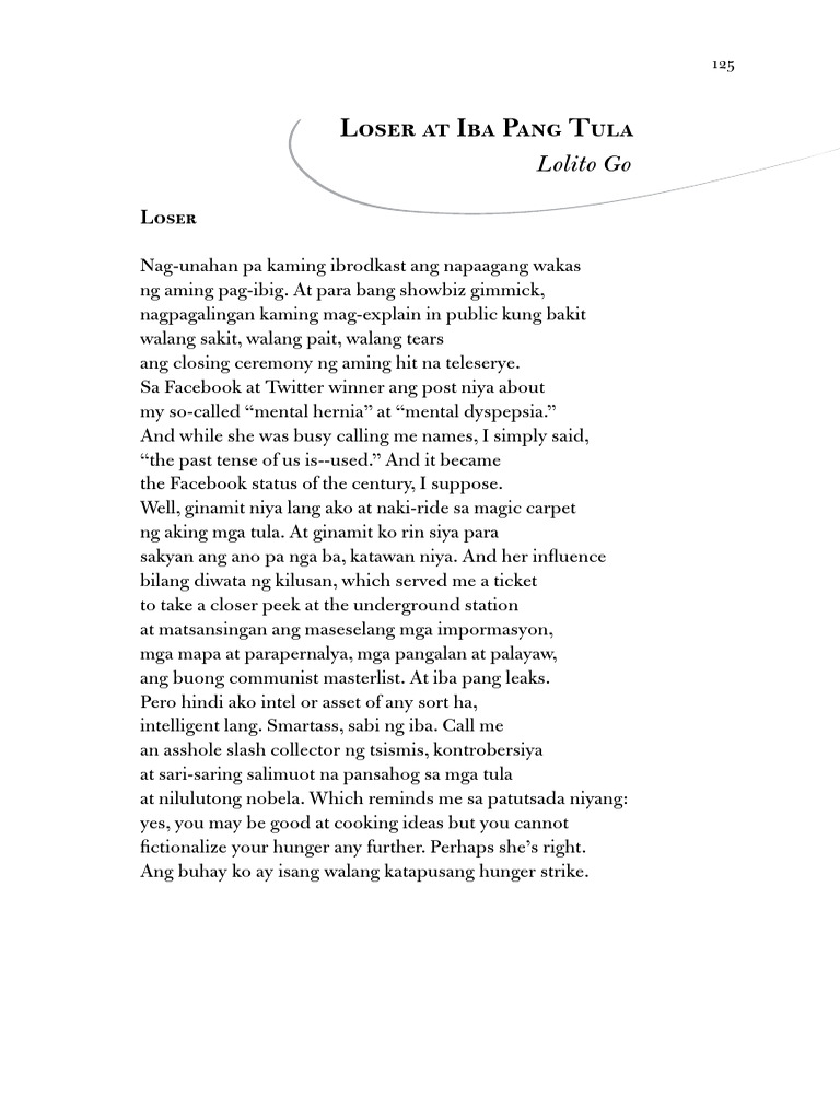 Loser at Iba Pang Tula by Lolito Go | PDF