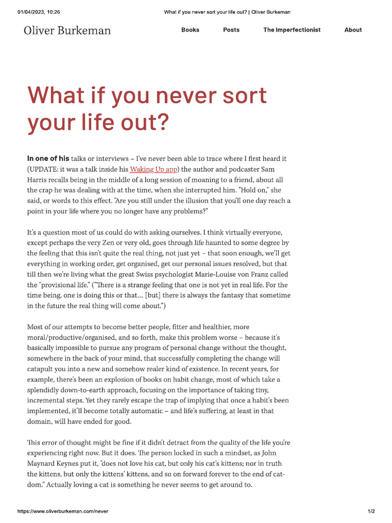 What If You Never Sort Your Life Out | PDF