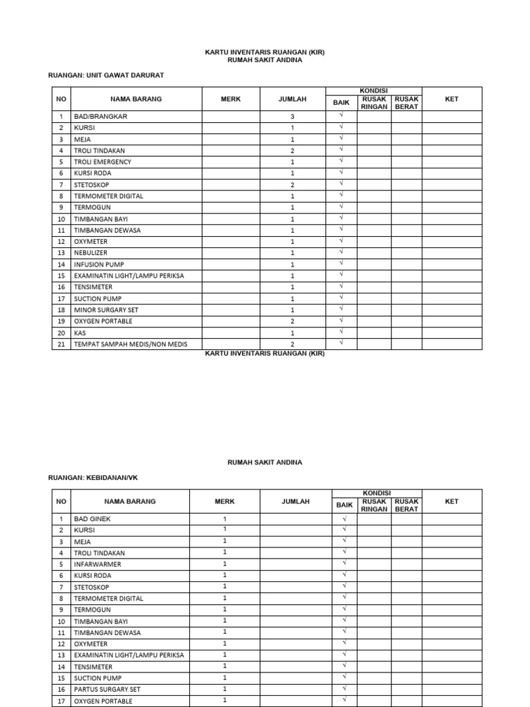 Kartu Inventaris Ruangan | PDF