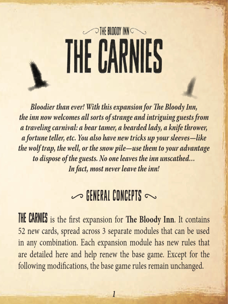 The Bloody Inn: The Carnies Expansion | PDF