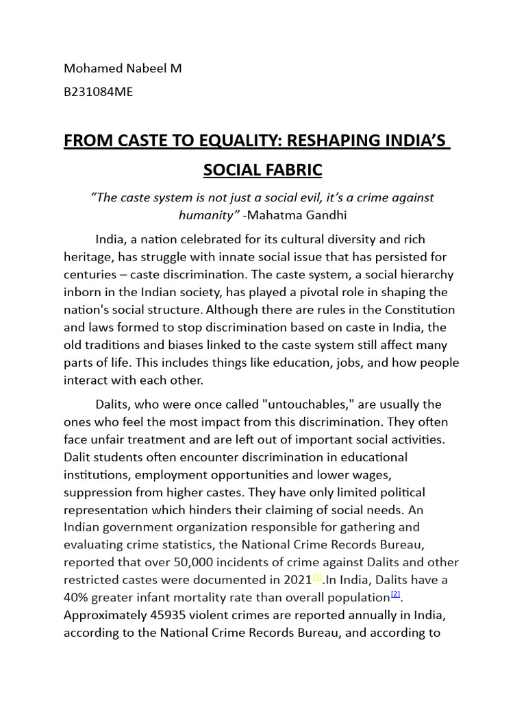 From Caste To Equality | PDF | Politics | Social Science