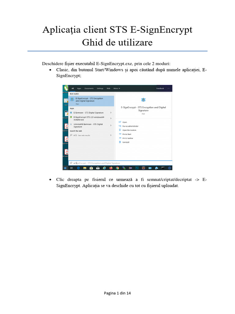 Ghid Utilizare STS E-SignEncrypt | PDF