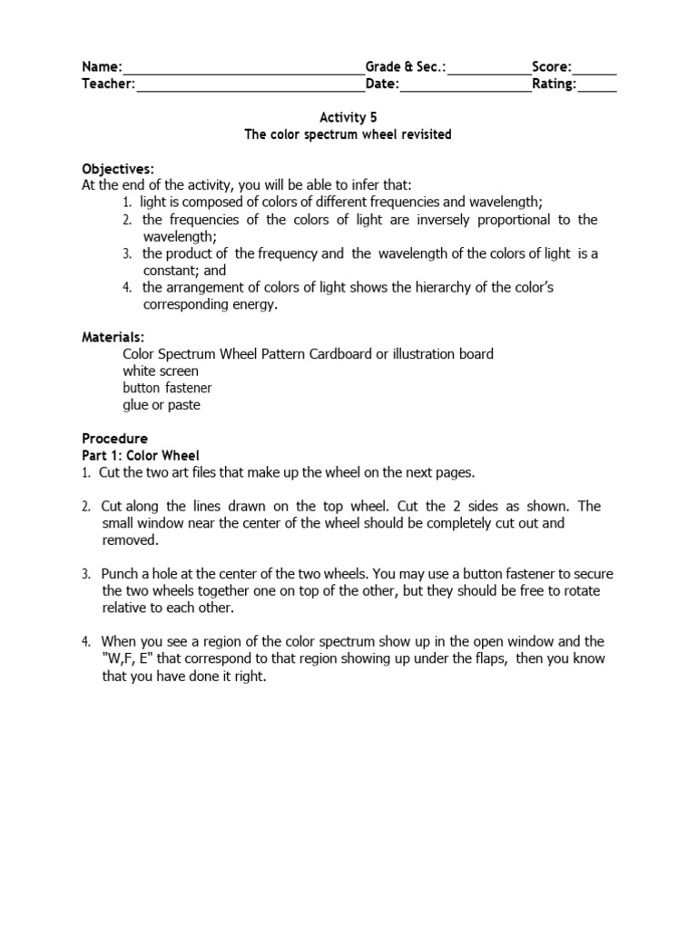 Spin A Color Wheel Grade 8 | PDF | Art