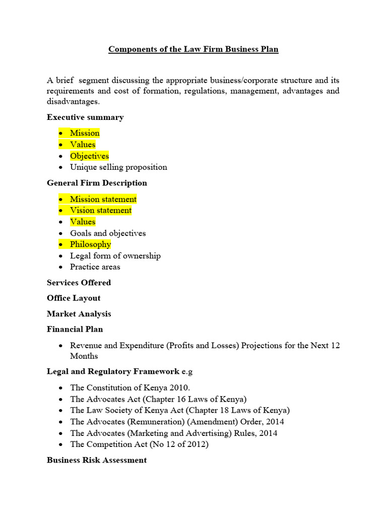 Components of The Law Firm Business Plan | PDF | Career & Growth | Business
