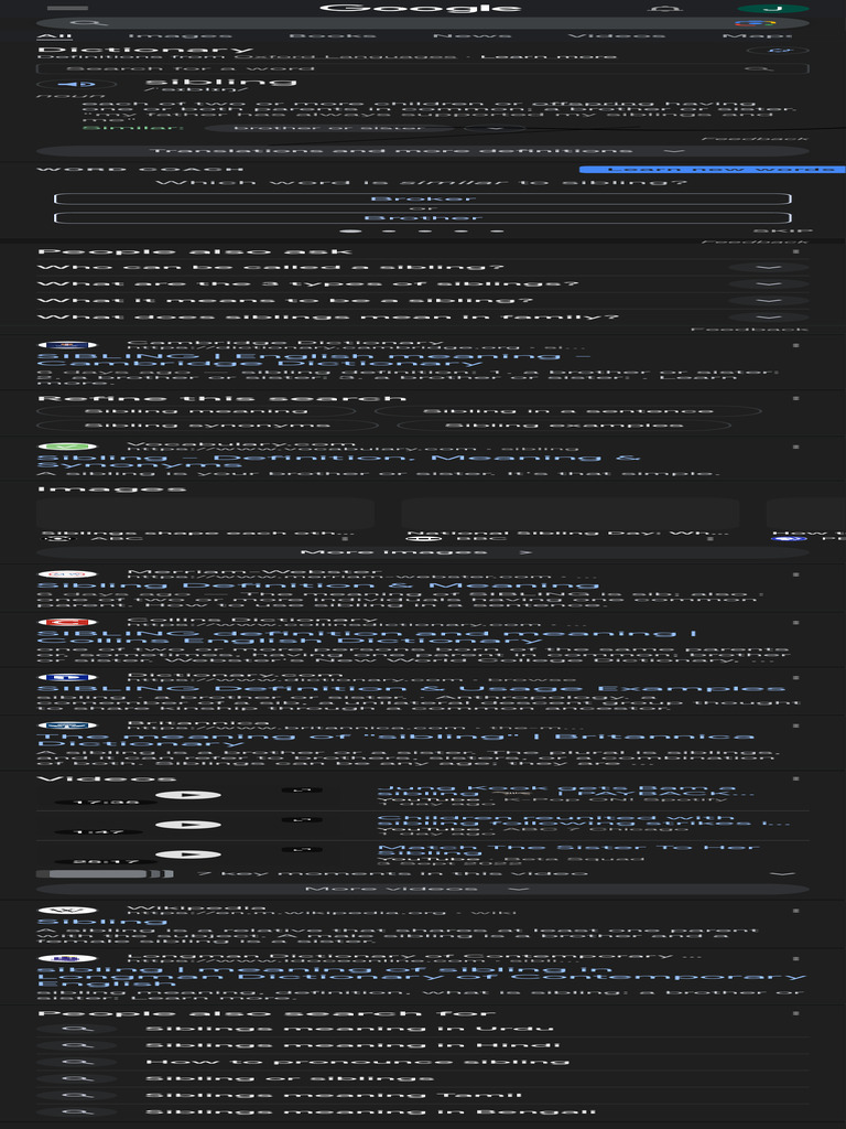 Sibling Definition and Meaning | PDF | Wellness