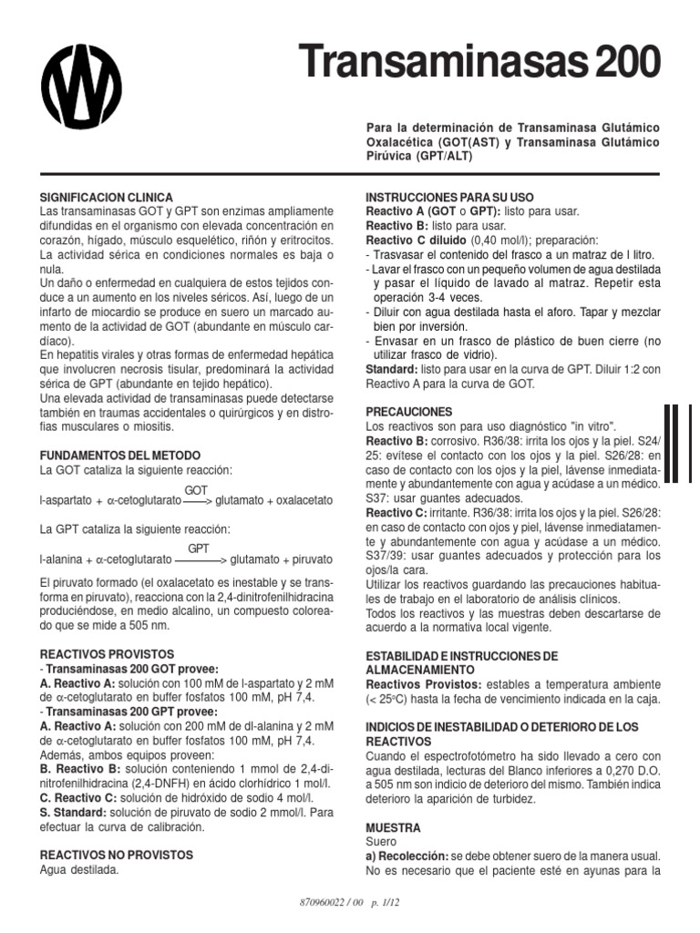 Transaminasas 200 | PDF | Transaminasa | Química