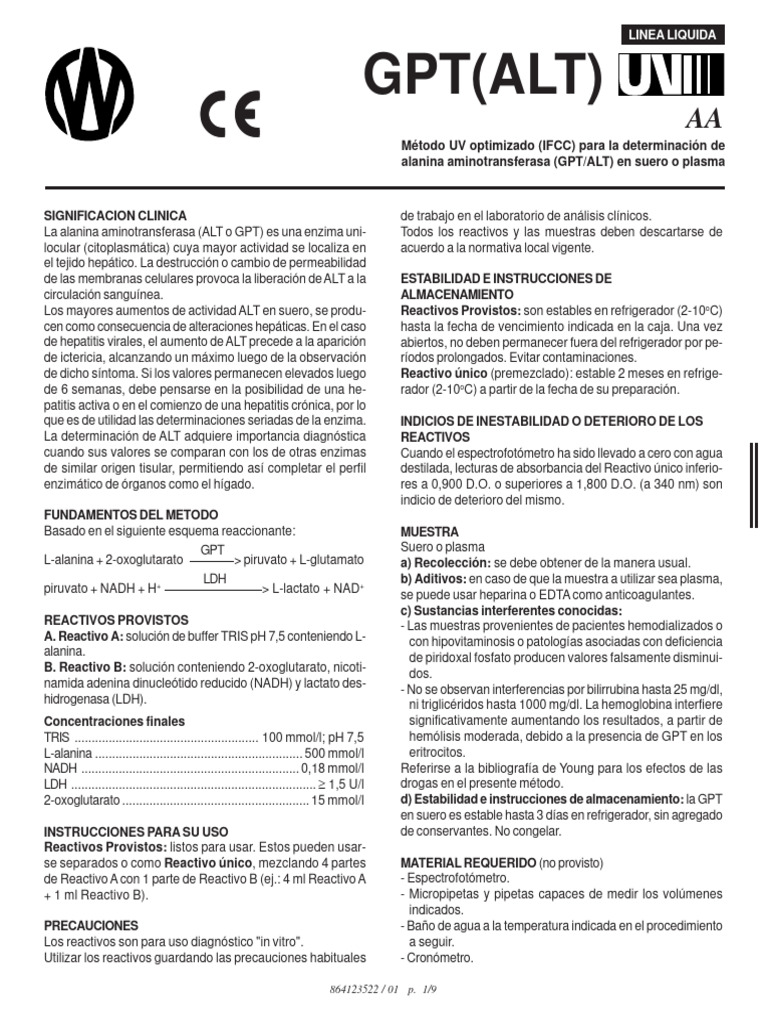 GPT (ALT) UV AA Líquida | PDF