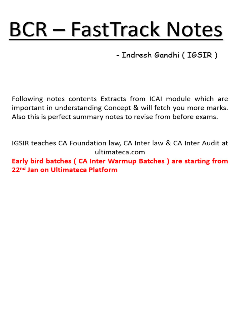 BCR Final Notes | PDF