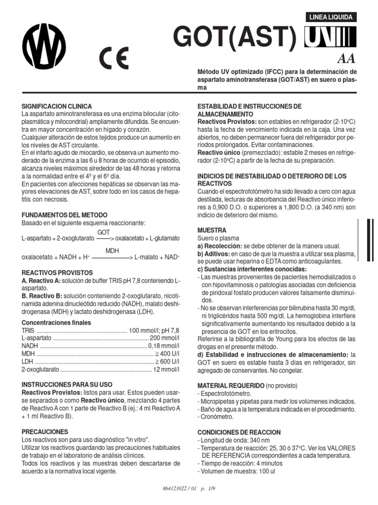 GOT (AST) UV AA Líquida | PDF