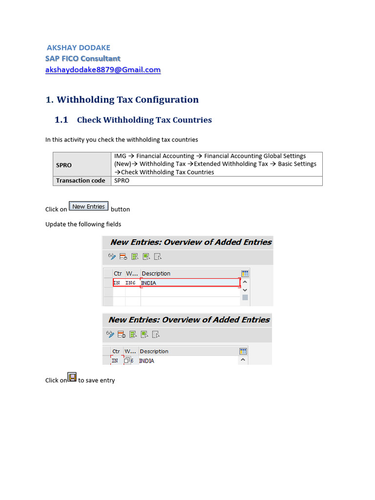Sap Withholding Tax Configuration | PDF | Finance & Money Management