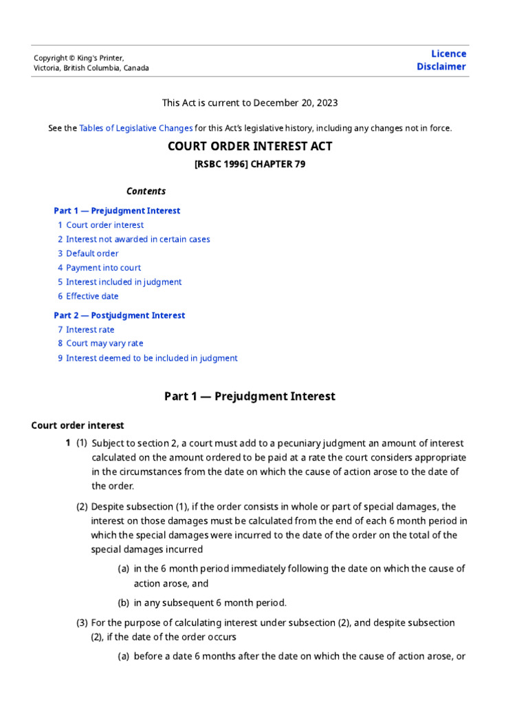 Court Order Interest Act Overview | PDF | Interest | Judgment (Law)