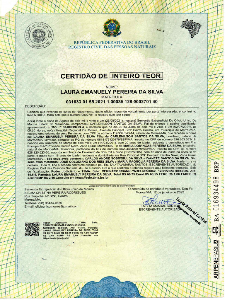 Certidao de Inteiro Teor | PDF