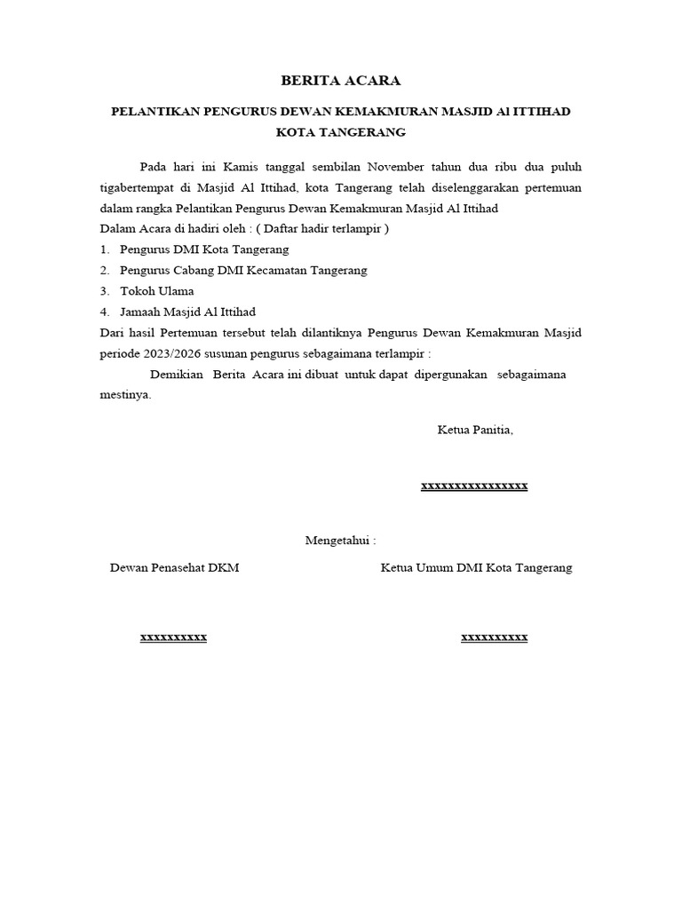 Berita Acara DKM | PDF