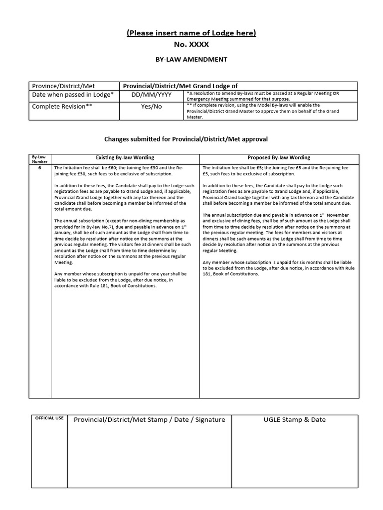 Craft - Amendment Model To By-Laws | PDF | Governance | Public Law