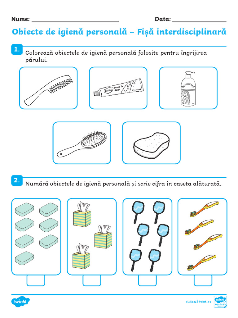 Dos 58 Obiecte de Igiena Personala Fisa de Lucru Interdisciplinara - Ver - 2 | PDF