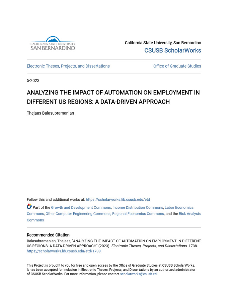 Analyzing The Impact of Automation On Employment in Different Us | PDF ...