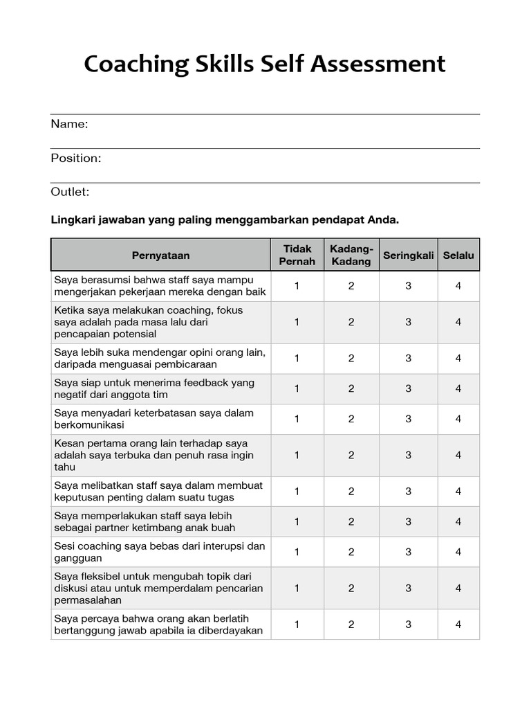 Coaching Self-Assessment | PDF