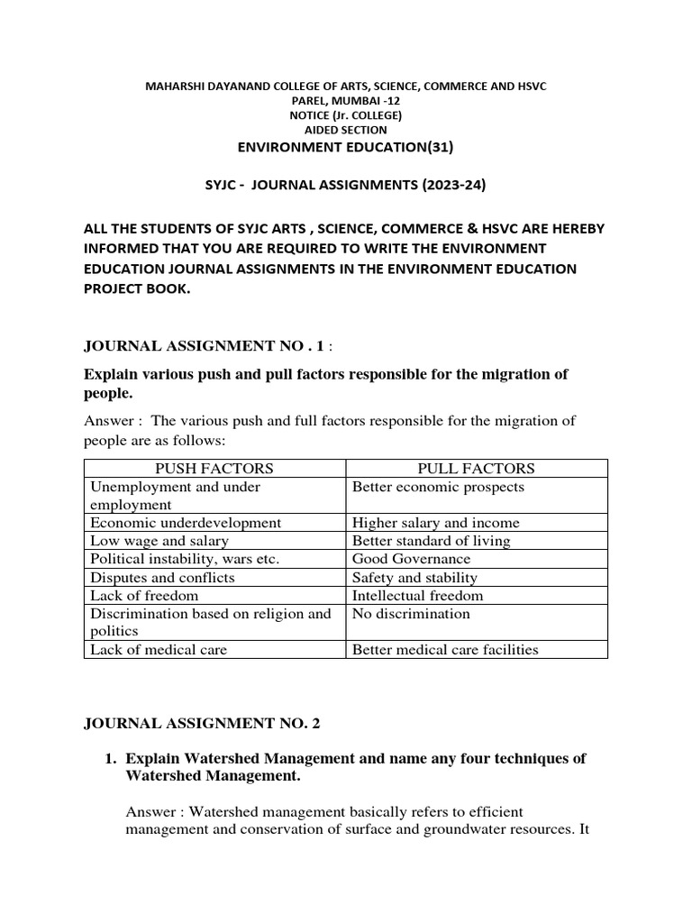 Syjc Evs Journal Assignments 2023-24 | PDF | Crop Rotation | Agriculture