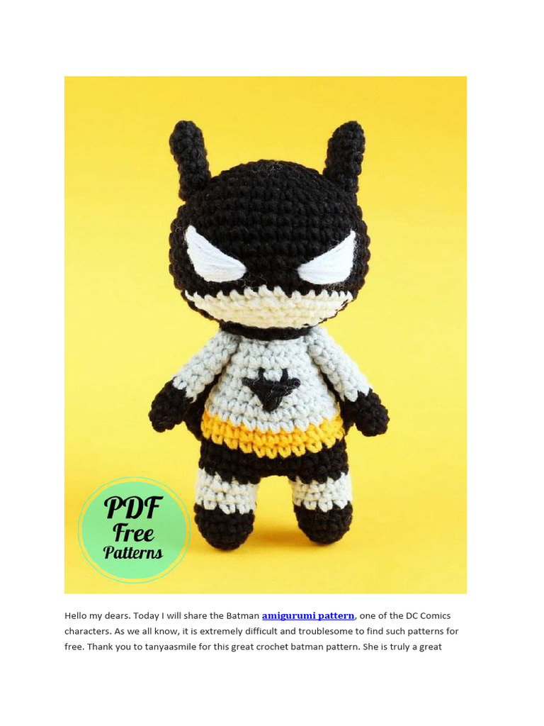 Crochet Batman PDF Easy Amigurumi Pattern | PDF | Home & Garden