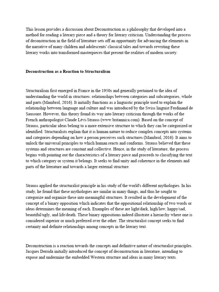 Lesson 3: Writing and Deconstruction of Classical Tales | PDF ...