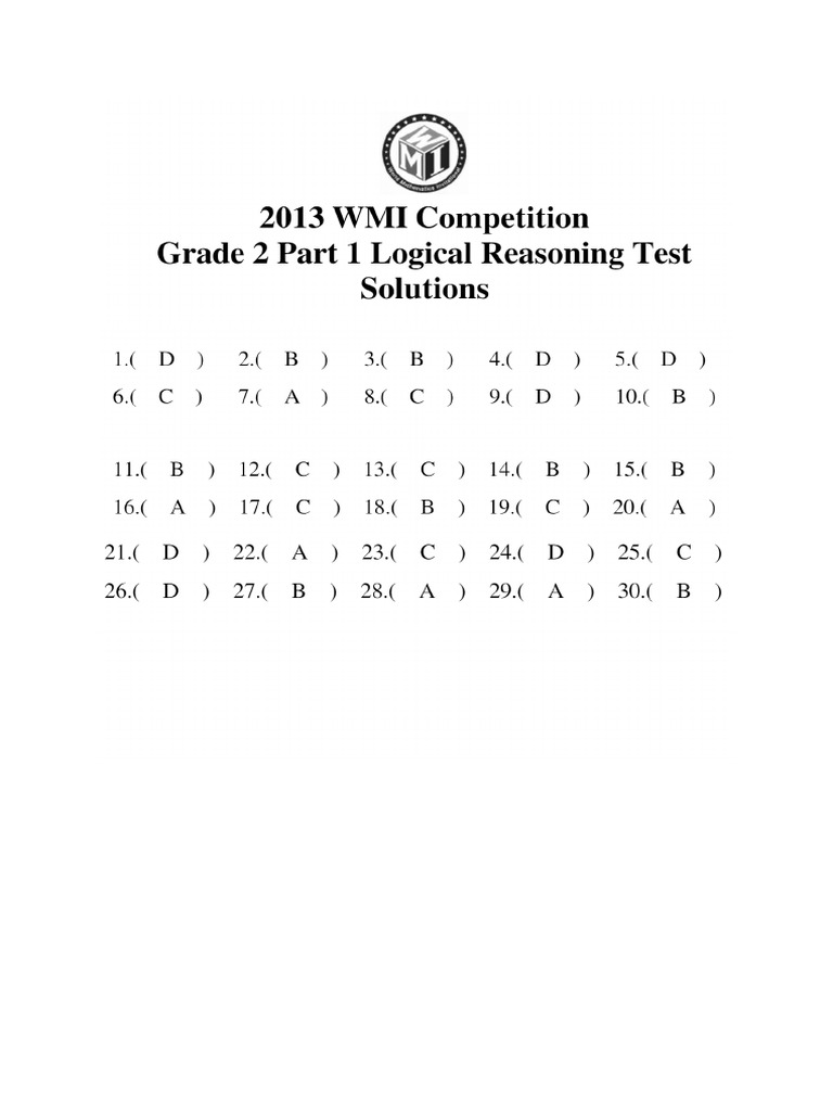 2013 Wmi Final Grade 2 Ans | PDF