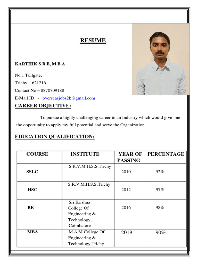 Karthik S Resume | PDF