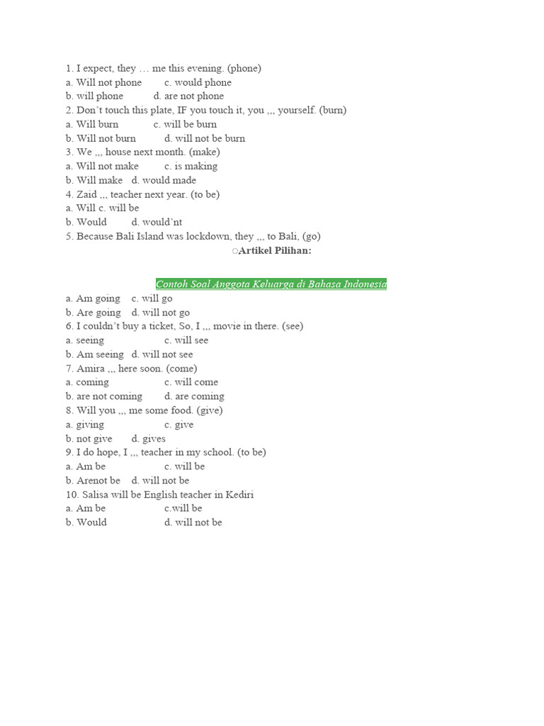 Soal Future Tense Pdf