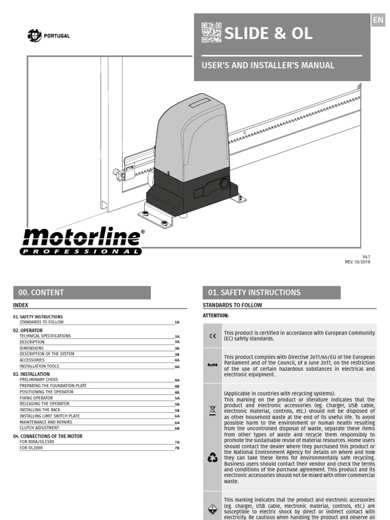 Manual_de_utilizare_Kit_automatizare_poarta motorline_KIT_OL2000_110_230_V_2000_Kg_15_m_1 (2) | PDF