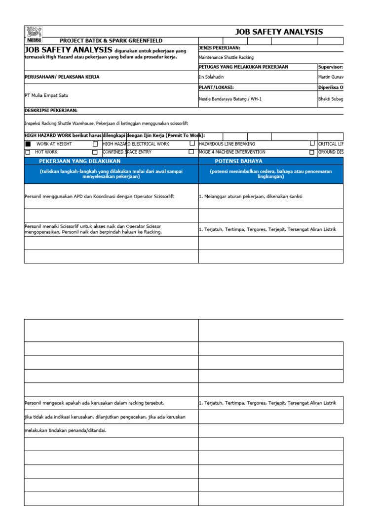 Inspeksi Shuttle Racking Aman | PDF