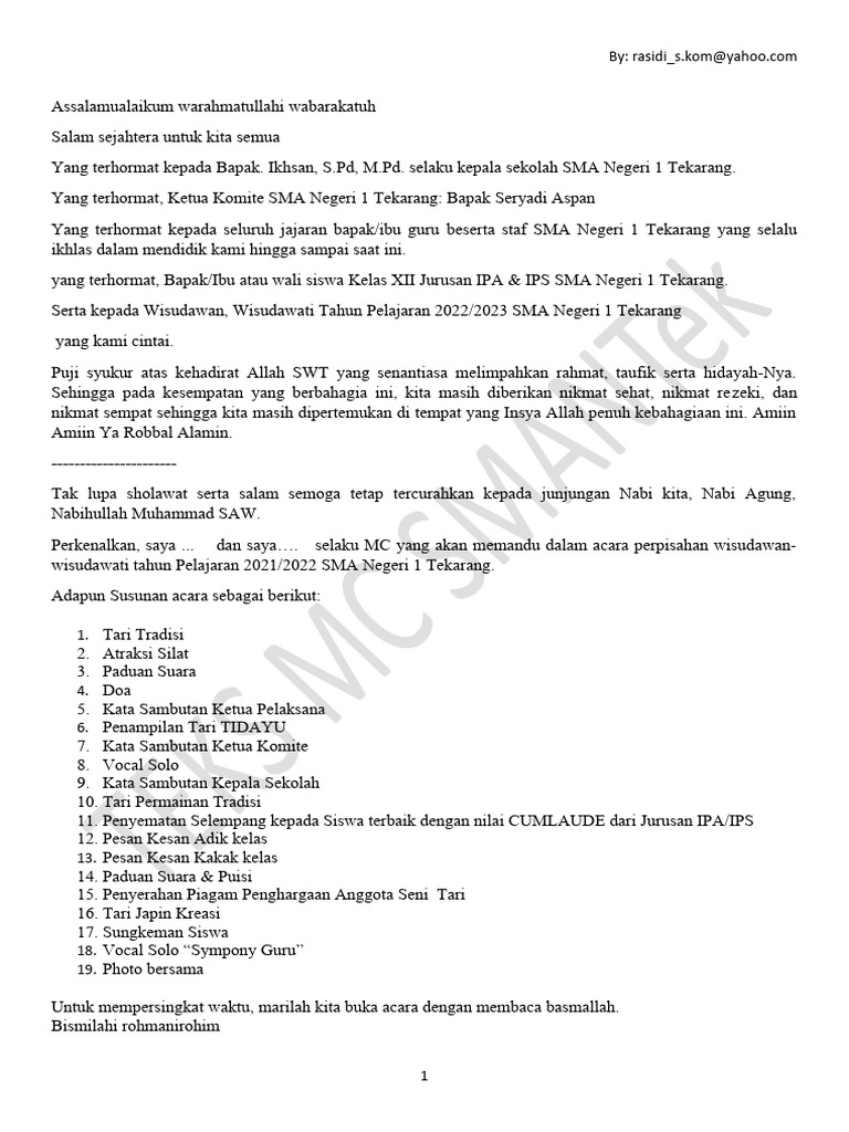 Teks MC Final 2022 | PDF