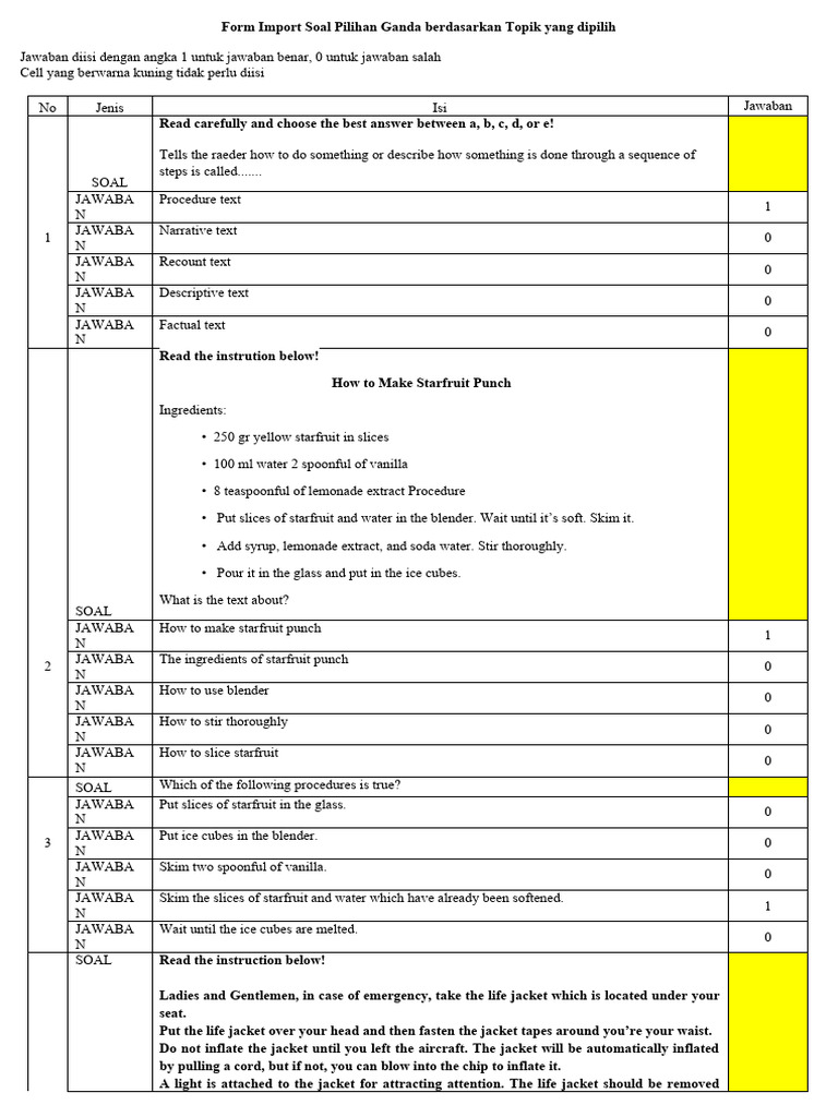 FORMAT SOAL PAS 2022 Kelas Xi (12 Des 2022) | PDF