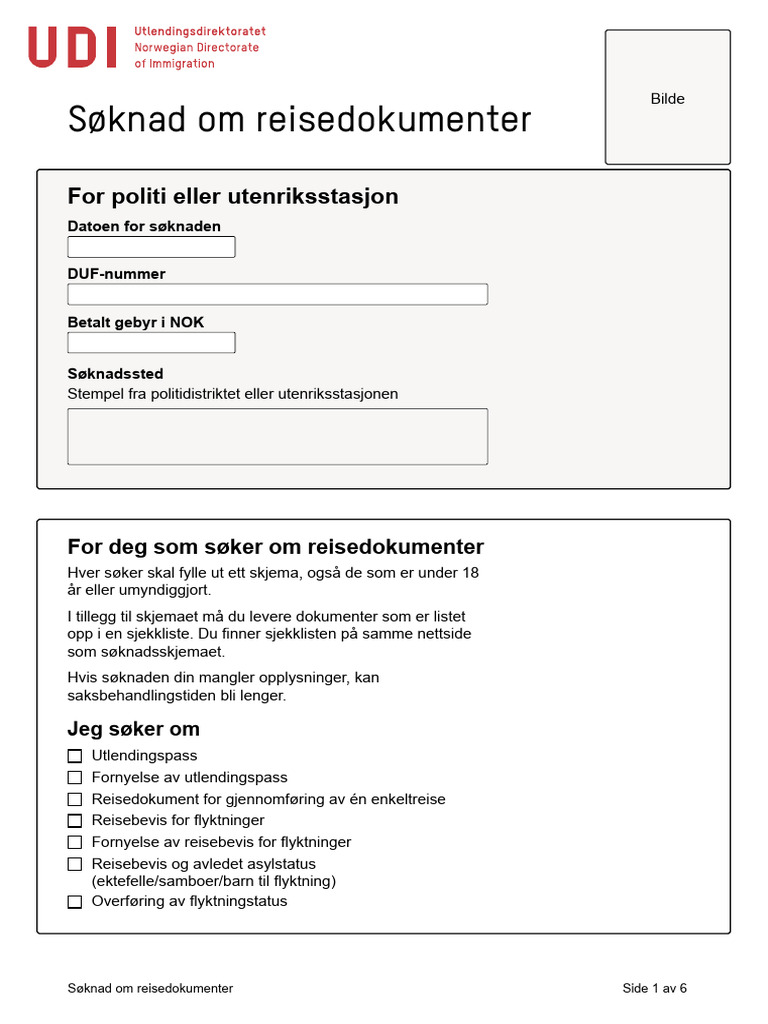 Soknad Om Reisedokumenter B | PDF