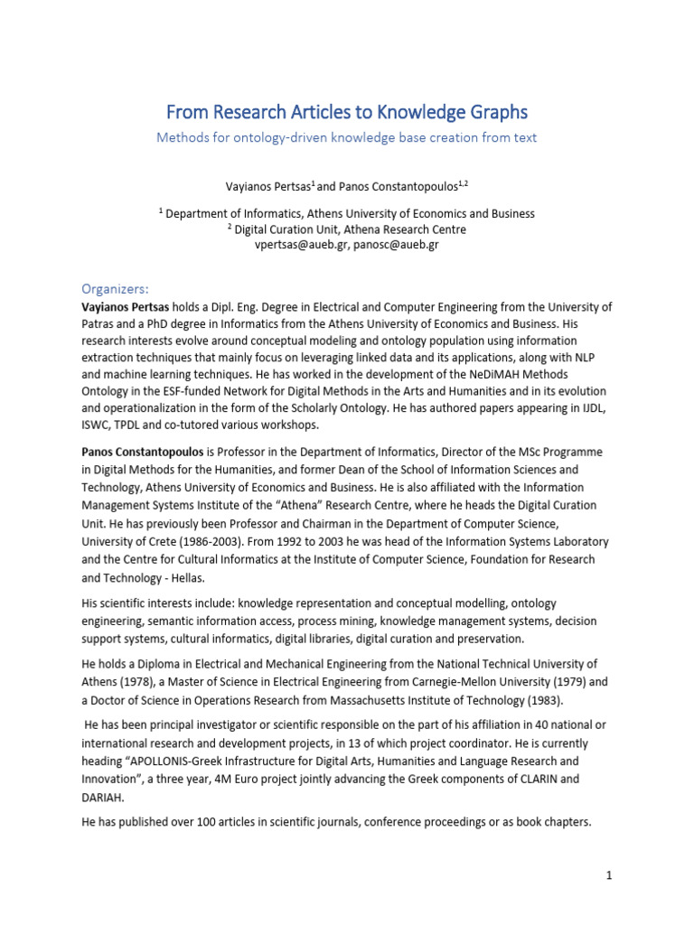 Knowledge Graphs from Research Articles | PDF