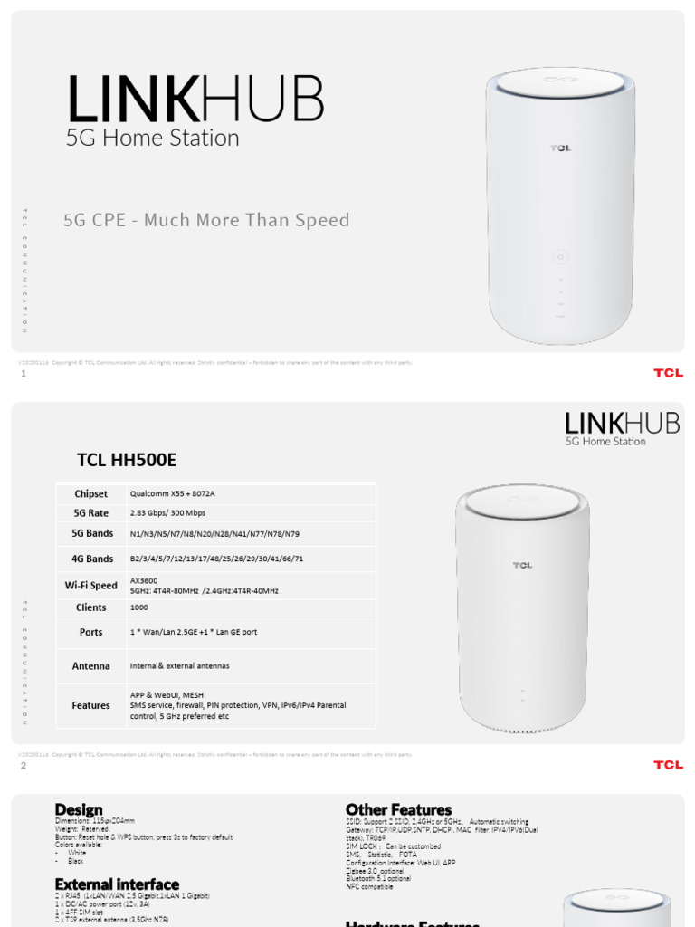 HH500E - LINKHUB 5G CPE - EU ID Card | PDF | Wi Fi | 4 G