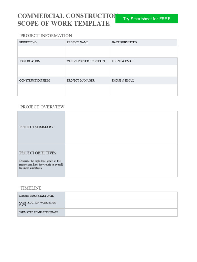 Construction Scope Template | PDF | Technology & Engineering