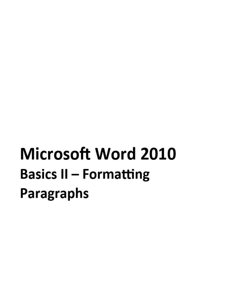 Word 2010: Advanced Formatting | PDF