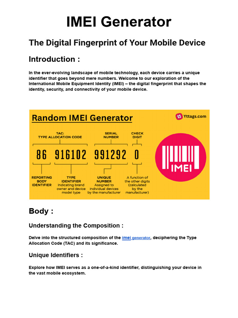 Random Imei Generator | PDF
