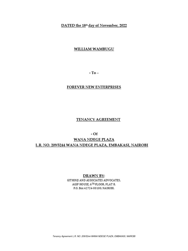 Tenancy Agreement Forever | PDF | Leasehold Estate | Landlord