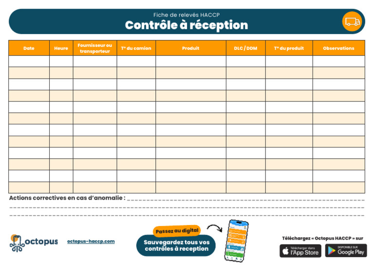 Fiche Relevés HACCP - Contrôle À Réception | PDF