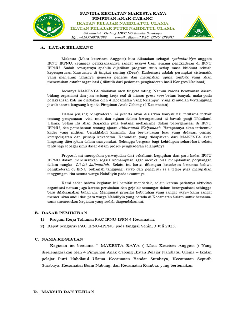 Proposal Makesta Raya | PDF