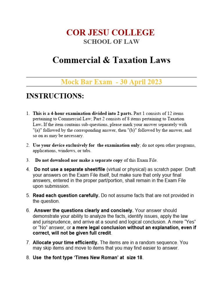CJC Mock Bar Commercial Tax | PDF | Insurance | Subrogation